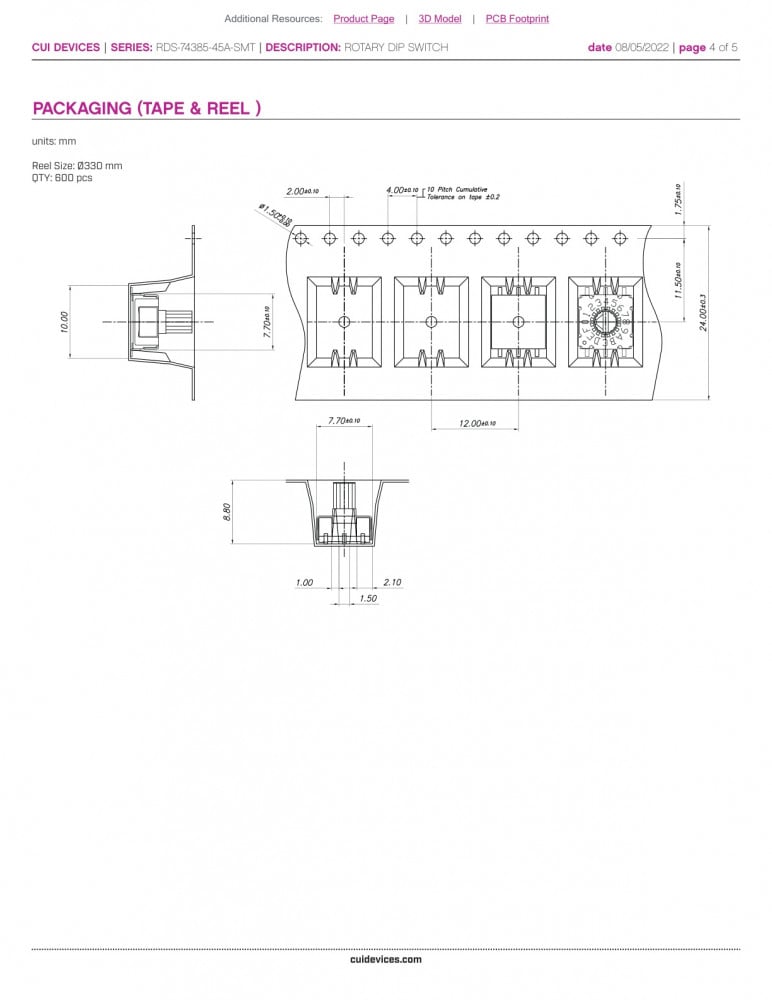 CUI RDS-10S-74385-SMT-TR datasheet page 4