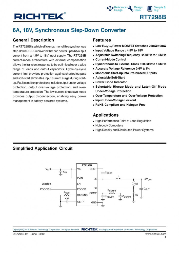 RT7298B datasheet page 1
