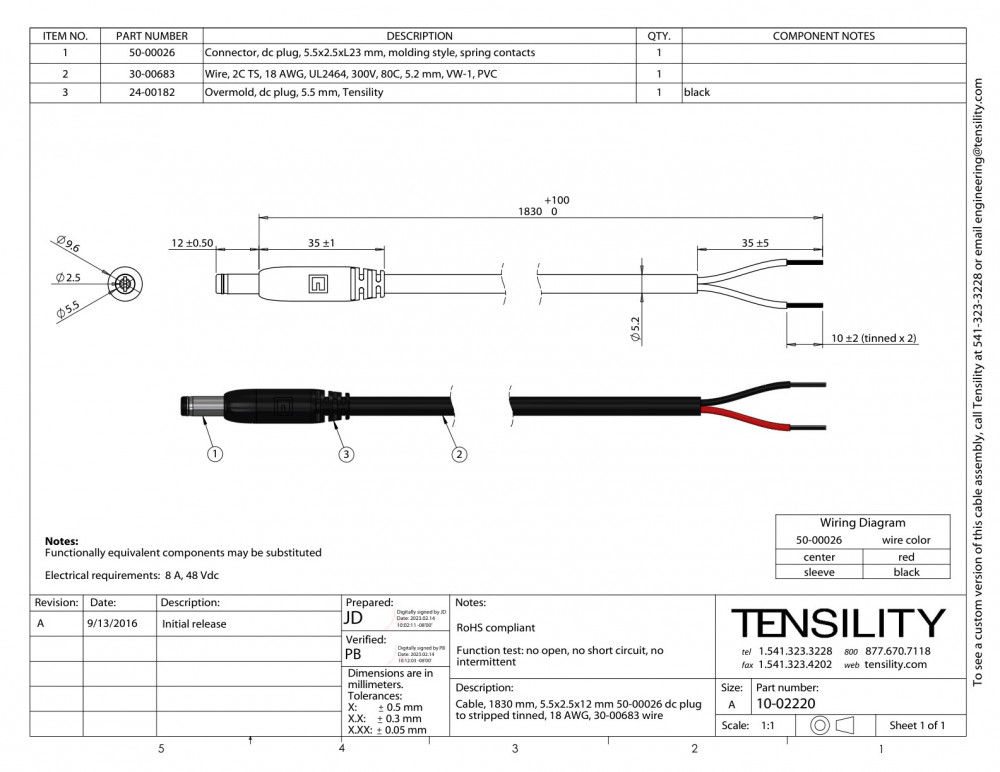 Tensility International 10-02220 product drawing