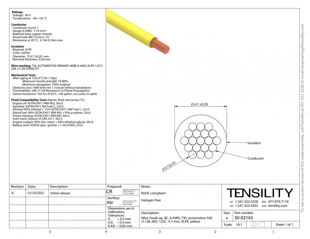 Tensility International 30-02145 product drawing