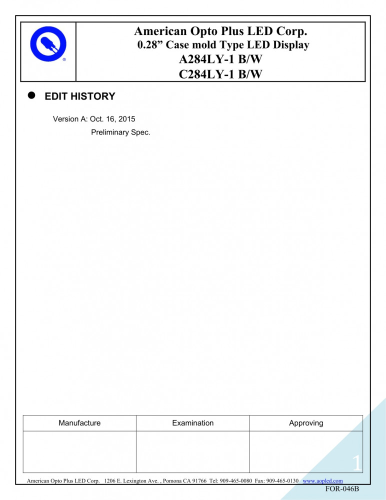 A284LY-1 B/W datasheet page 1