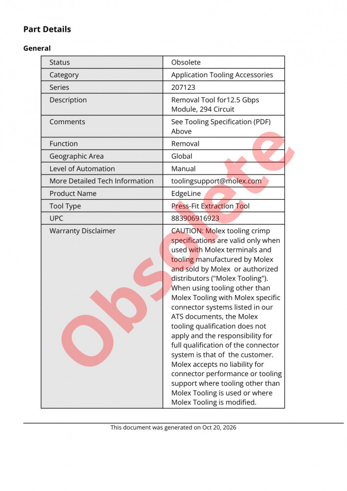 Molex 621008800 tooling specification document, page 2