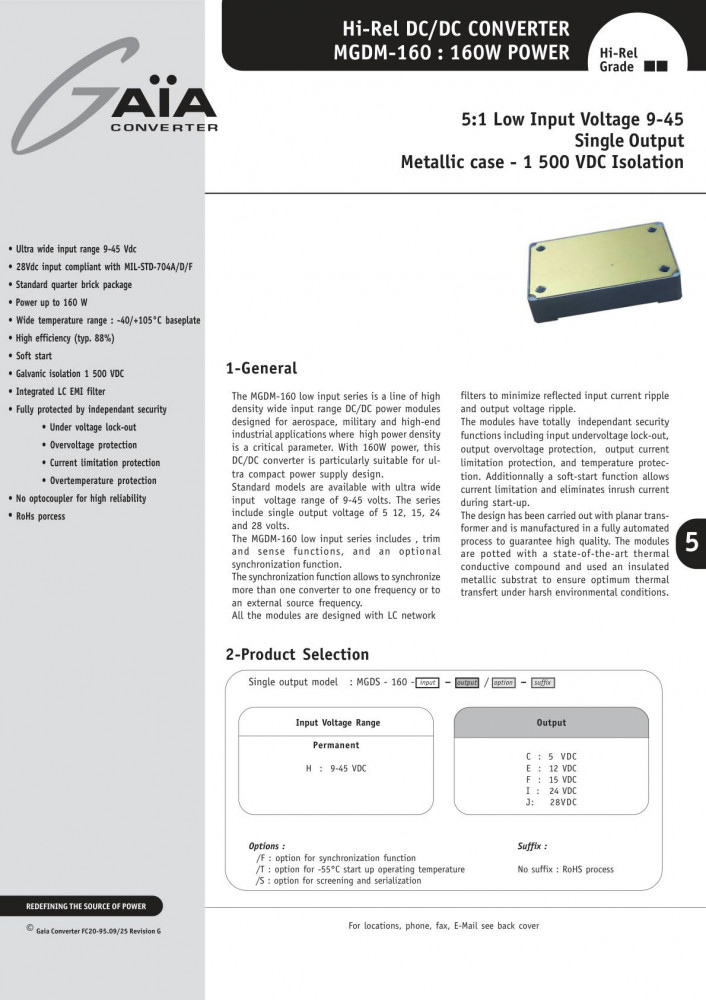 MGDM-160 datasheet page 1