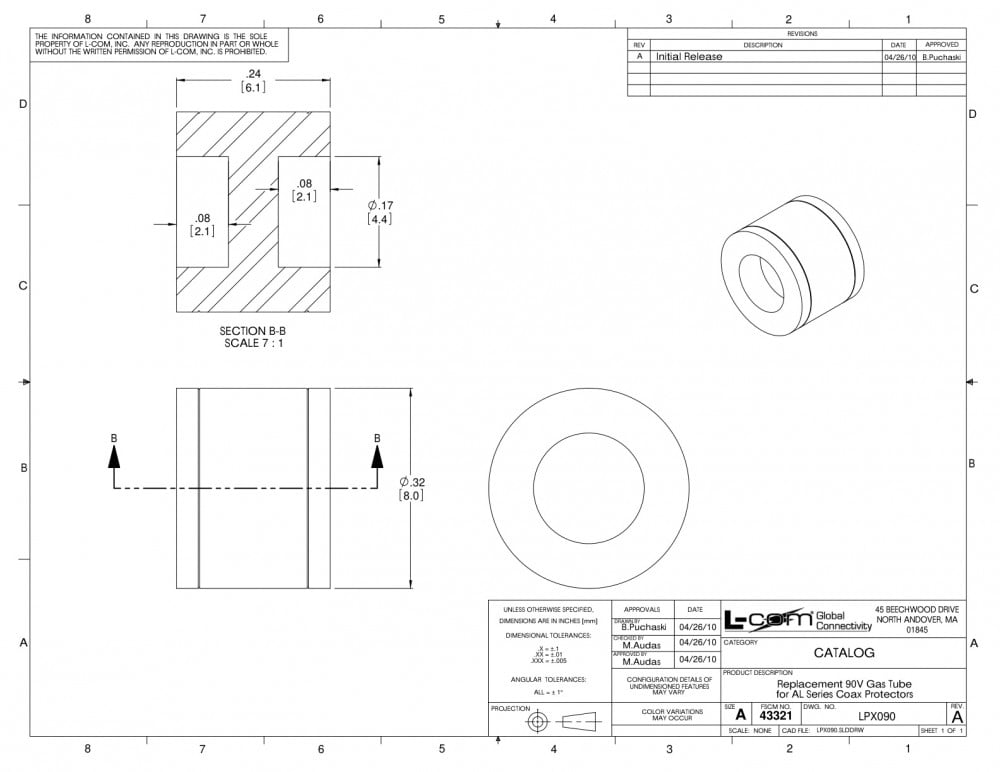 L-com LPX090 technical document page