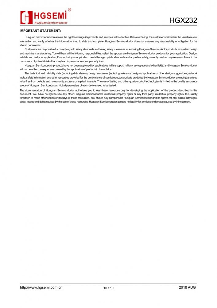 HGX232 datasheet page 10