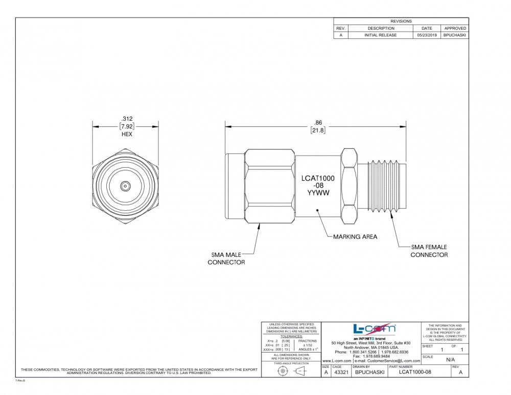 LCAT1000-08 technical drawing page