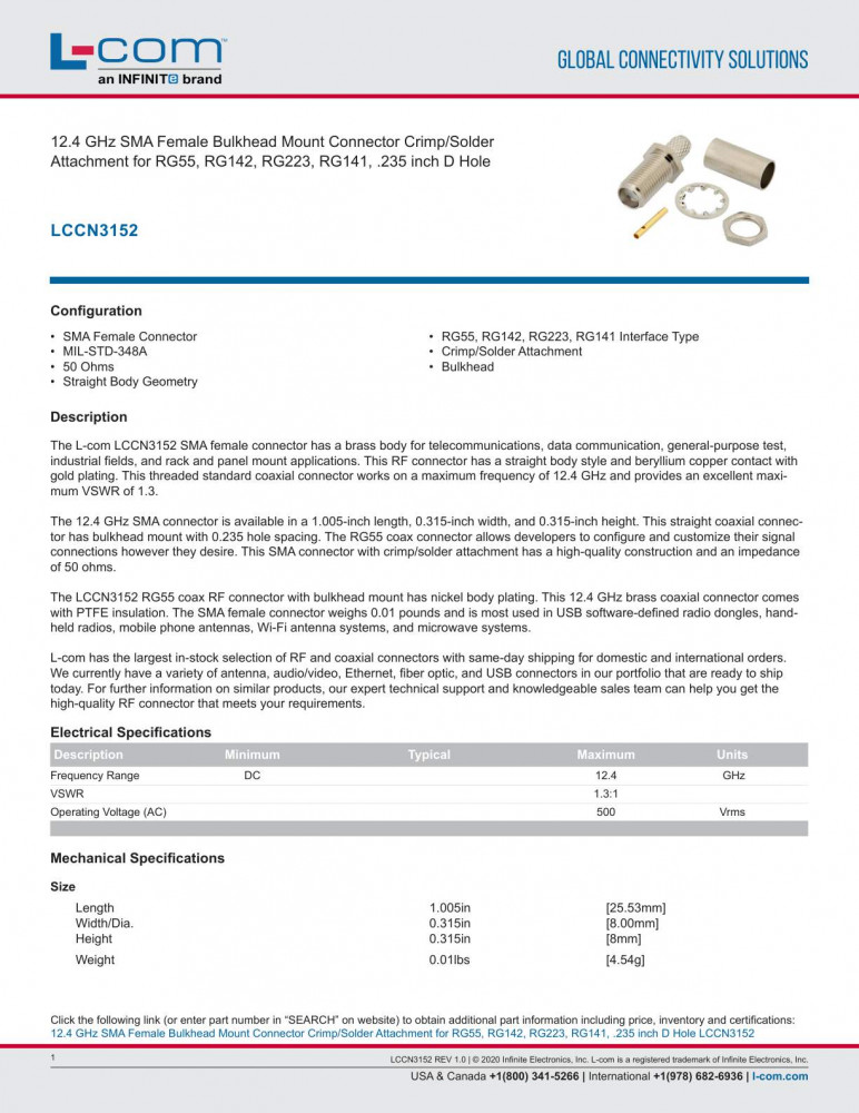 LCCN3152 product documentation page 1