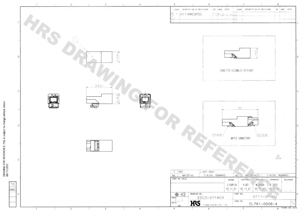 HRS GT11-2P-HU technical drawing preview