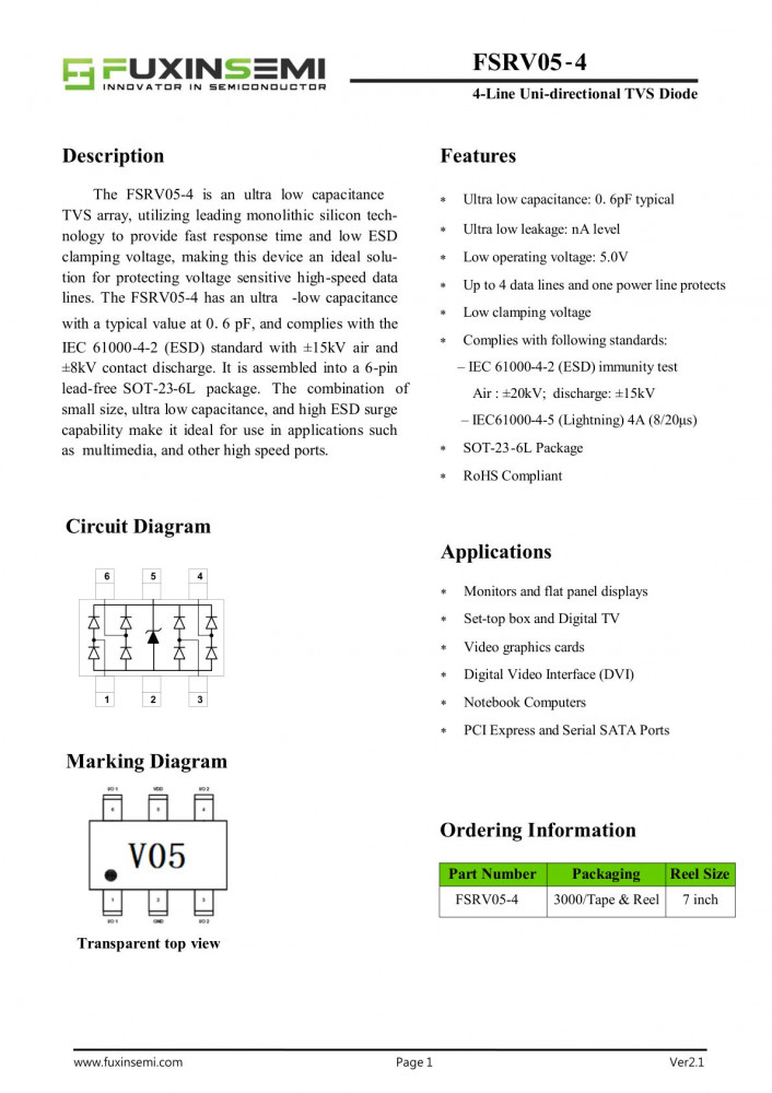 FSRV05-4 datasheet page 1