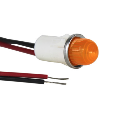 Neon Panel Mount Indicator Amber .500″ Hi-Dome 250V Wire Leads for sale