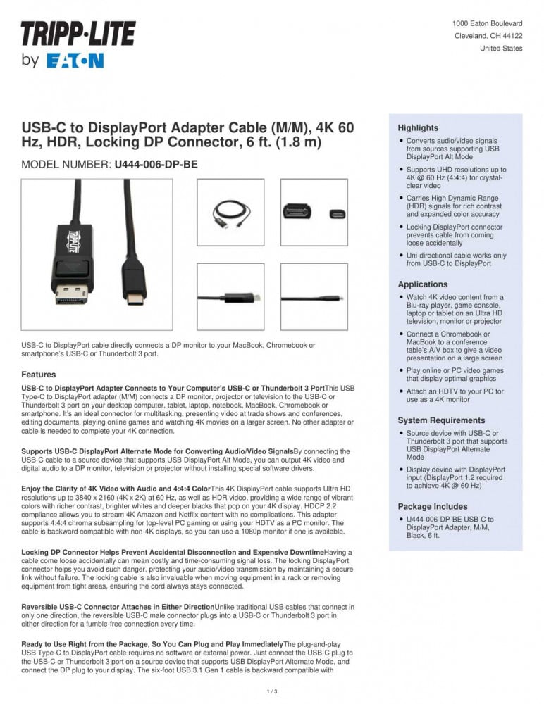 U444-006-DP-BE technical document page 1