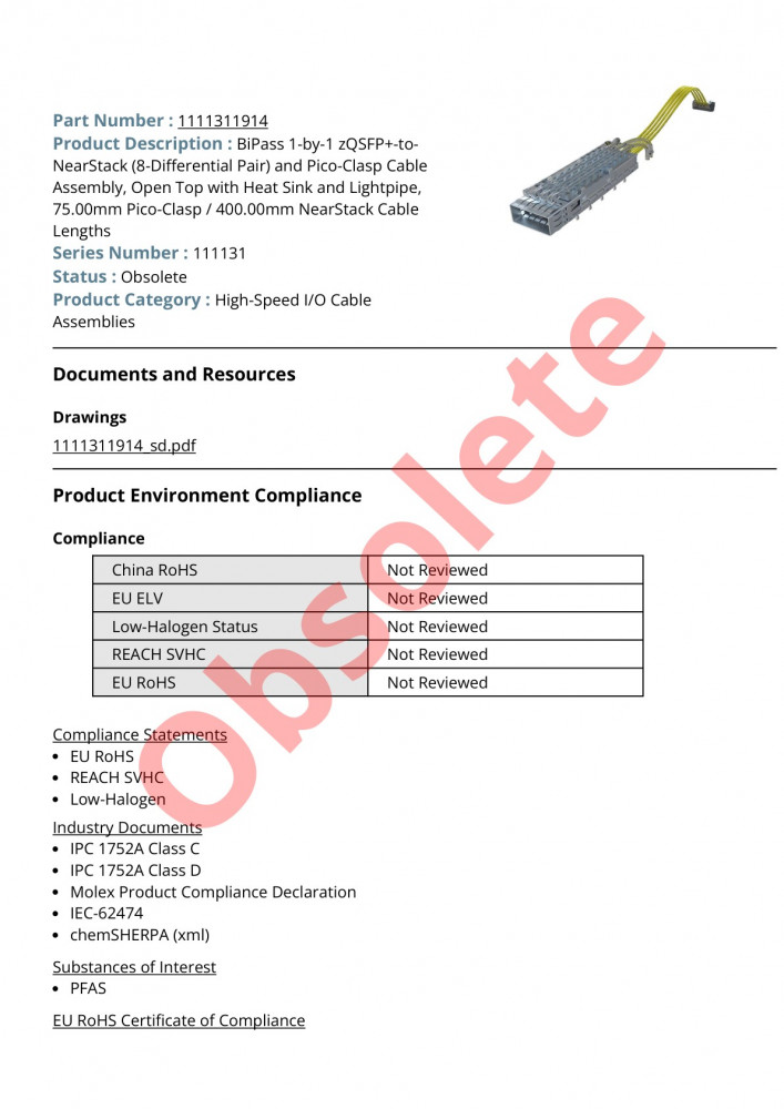 MOLEX 1111311914 product drawing page 1
