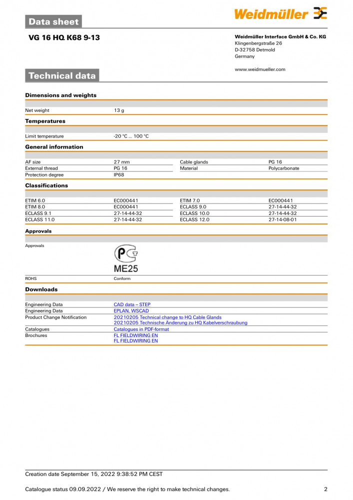 WEIDMULLER 1016070000 technical document page 2