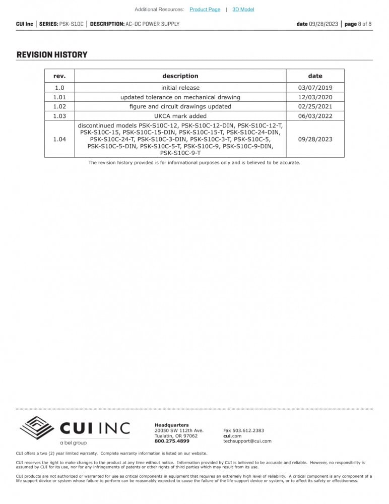 PSK-S10C datasheet page 8