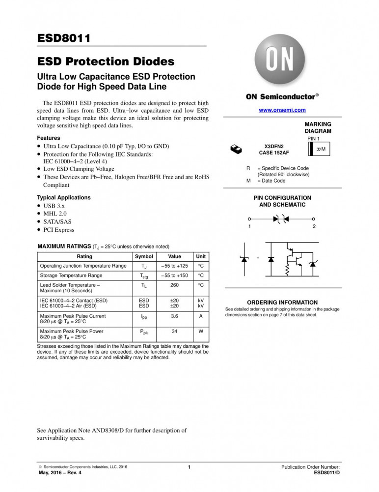 ESD8011 datasheet page 1