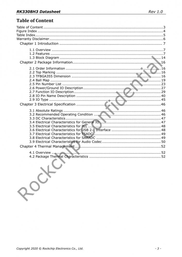 RK3308H3 datasheet page 3