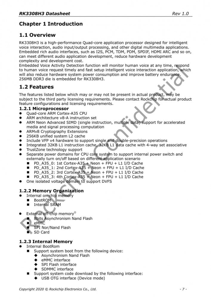 RK3308H3 datasheet page 7