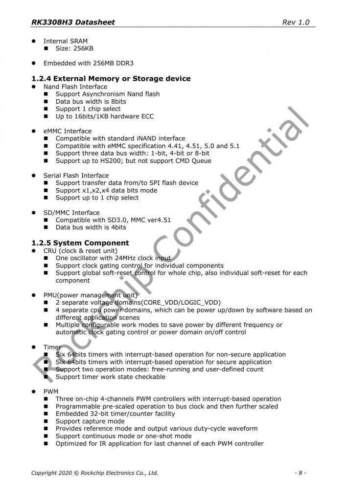 RK3308H3 datasheet page 8