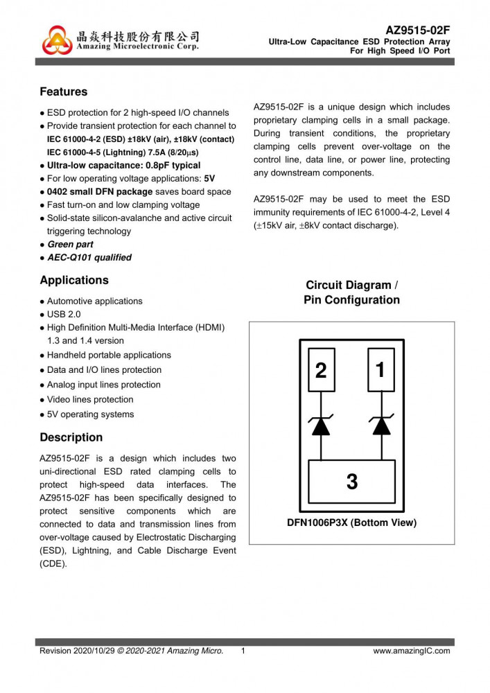 AZ9515-02F datasheet page 1