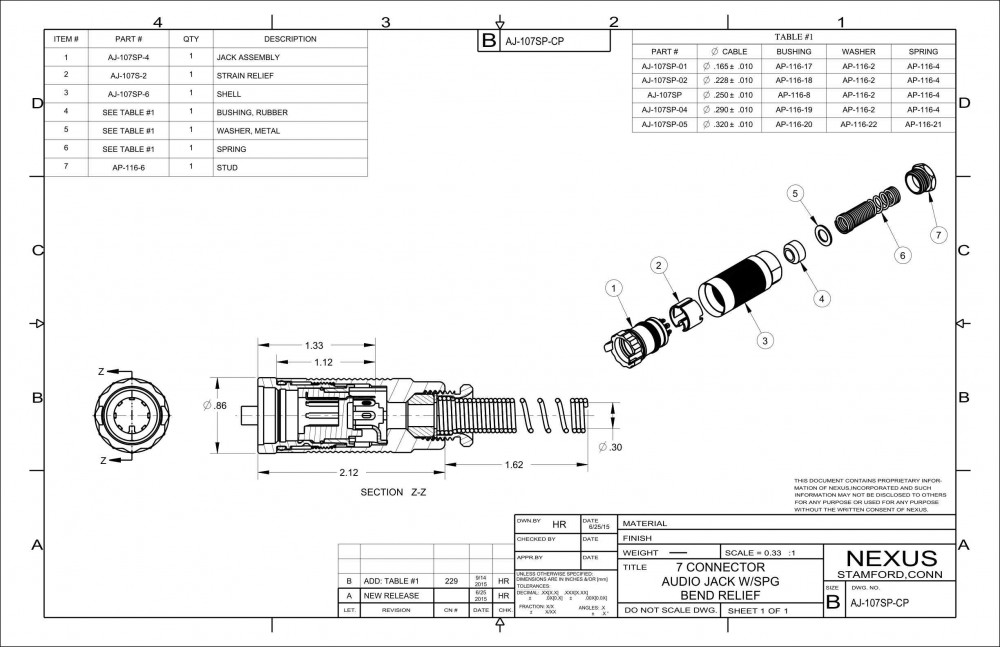 Amphenol AJ-107SP technical document preview