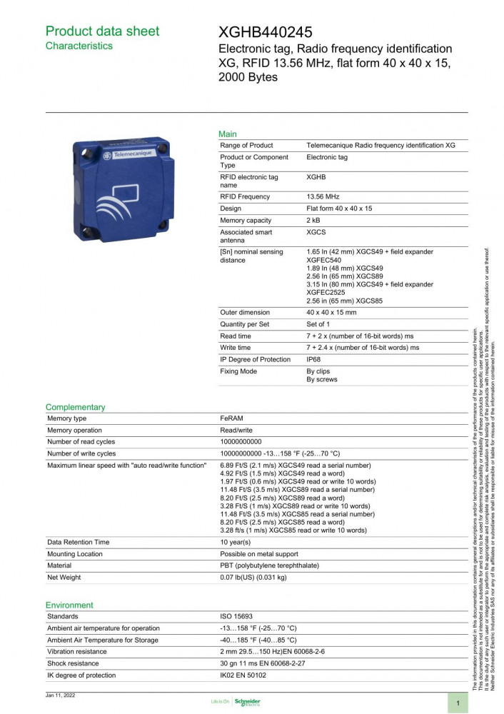 XGHB440245 technical document page 1