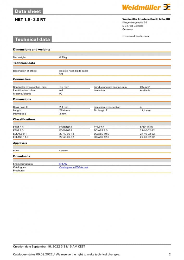 WEIDMULLER 1312440000 technical document page 2