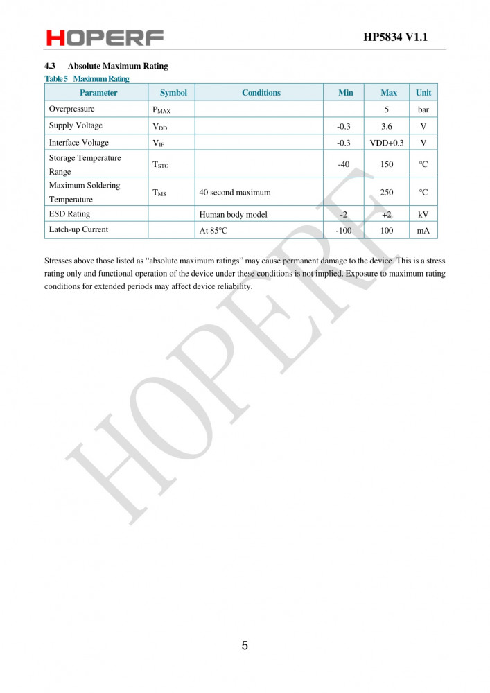 HP5834 datasheet page 5