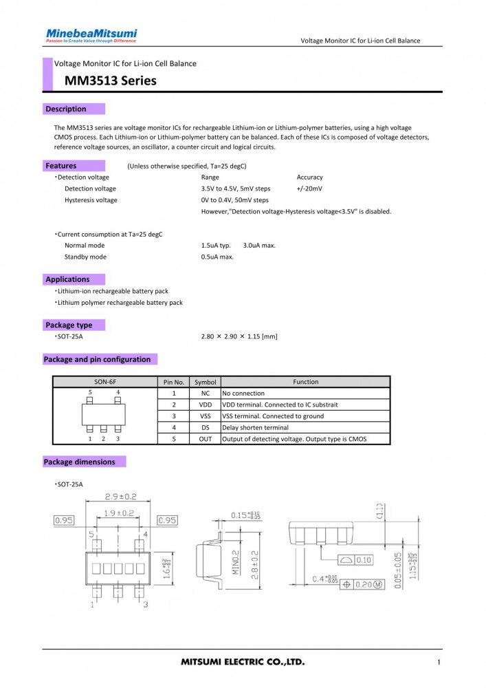 MM3513 series datasheet page 1