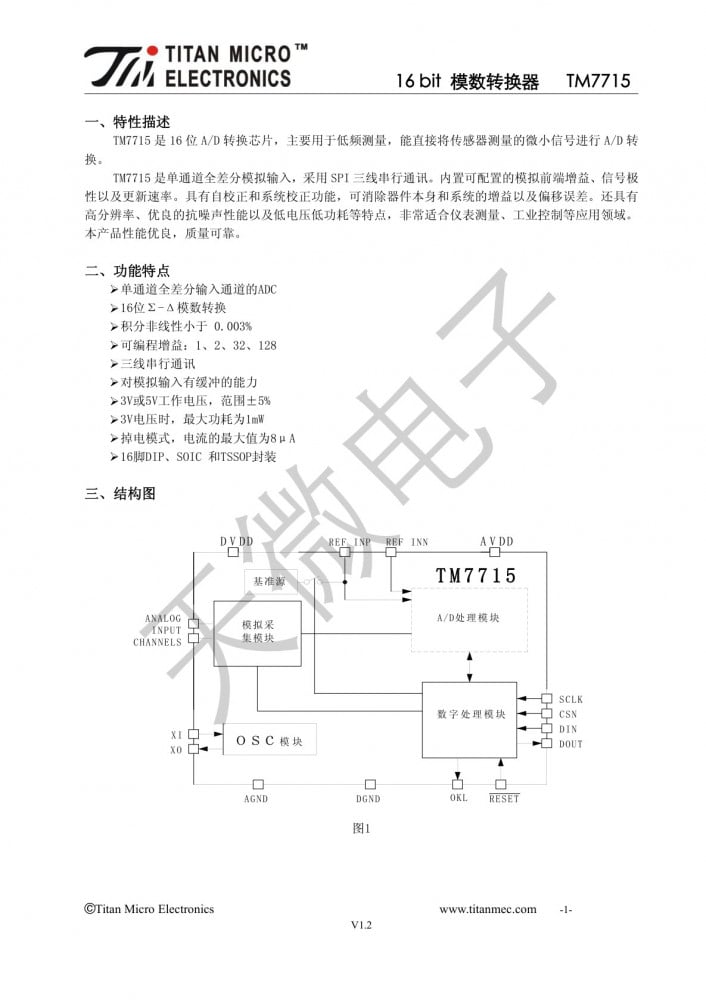 TM7715 datasheet page 1