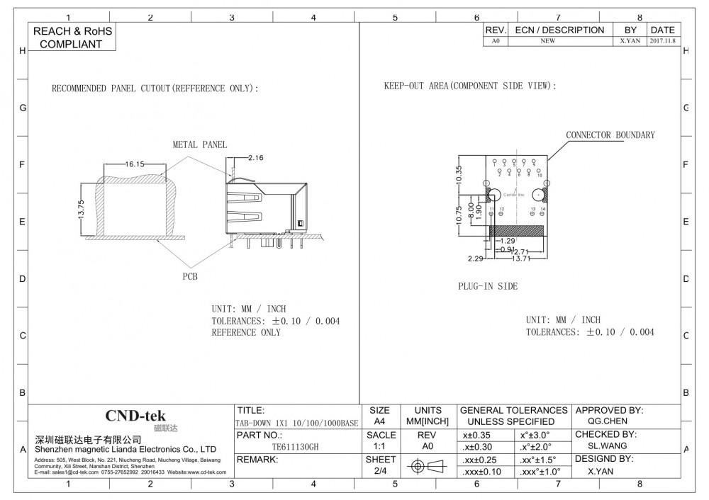 TE611130GH mechanical drawing sheet 2