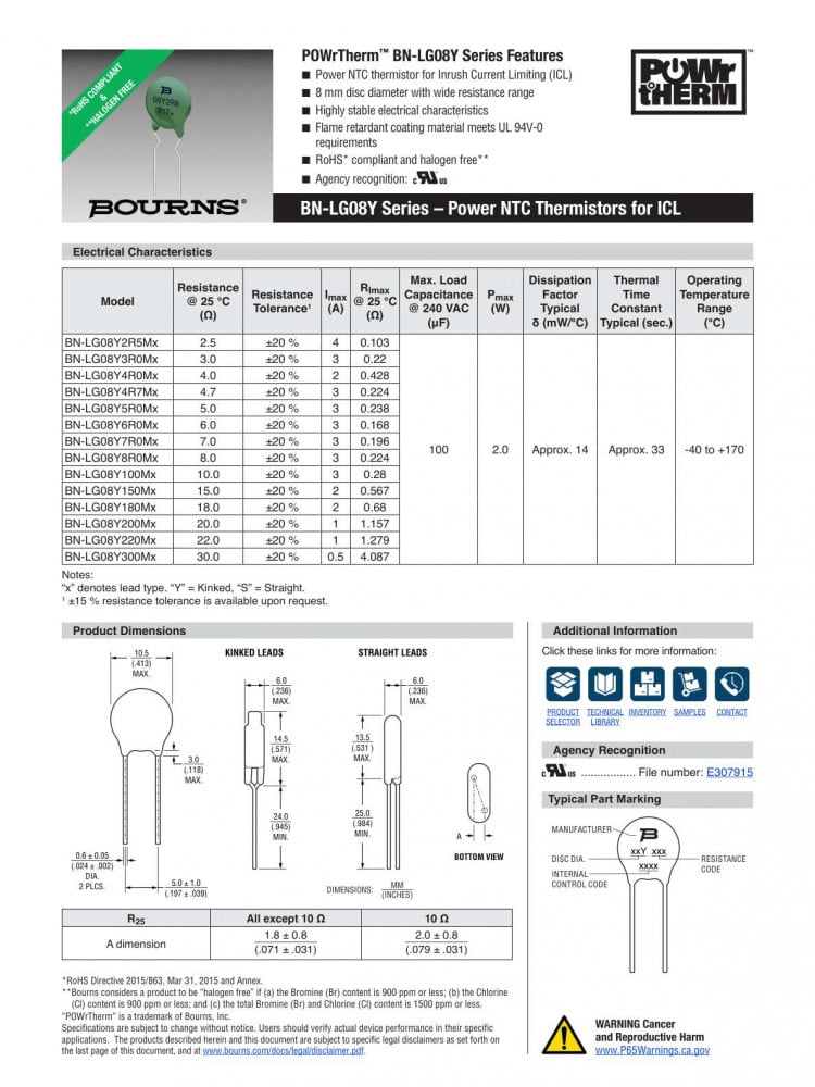 BN-LG08Y series datasheet page 1