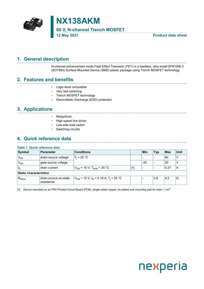 NX138AKMYL datasheet page 1