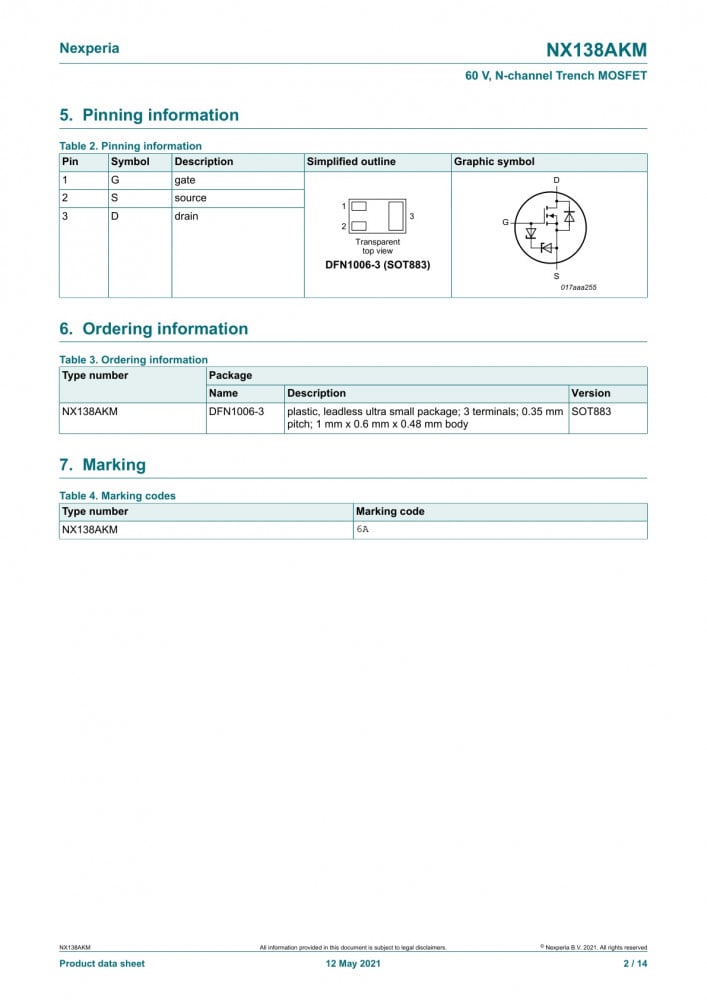 NX138AKMYL datasheet page 2