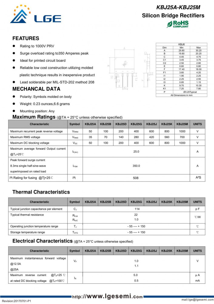 LGE KBJ25J datasheet page 1