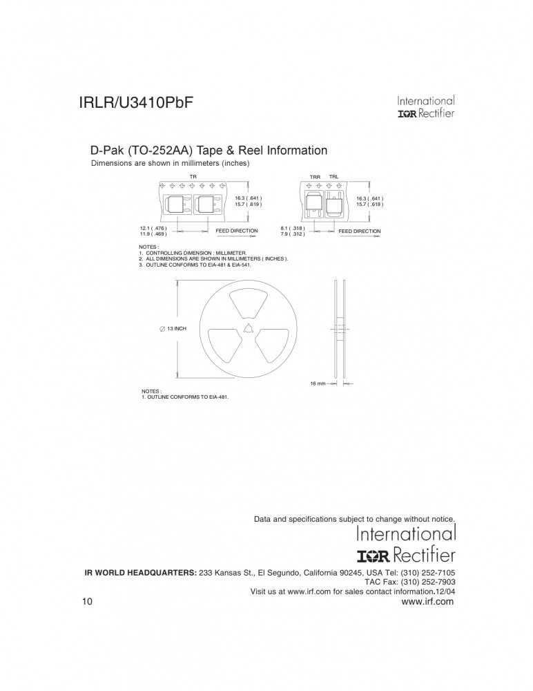 IRLR3410 datasheet page 10