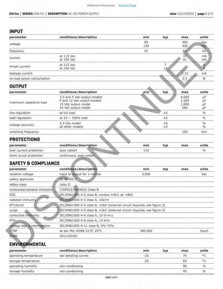 VSK-S1-9U datasheet page 2