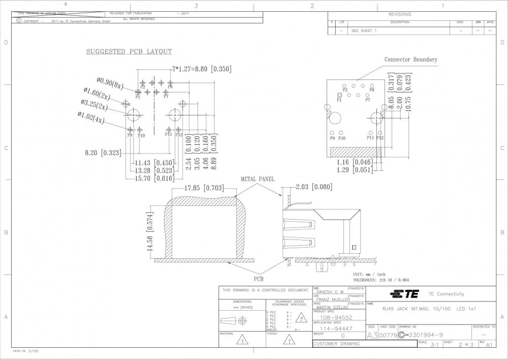 TE Connectivity 2301994-9 technical drawing page 2