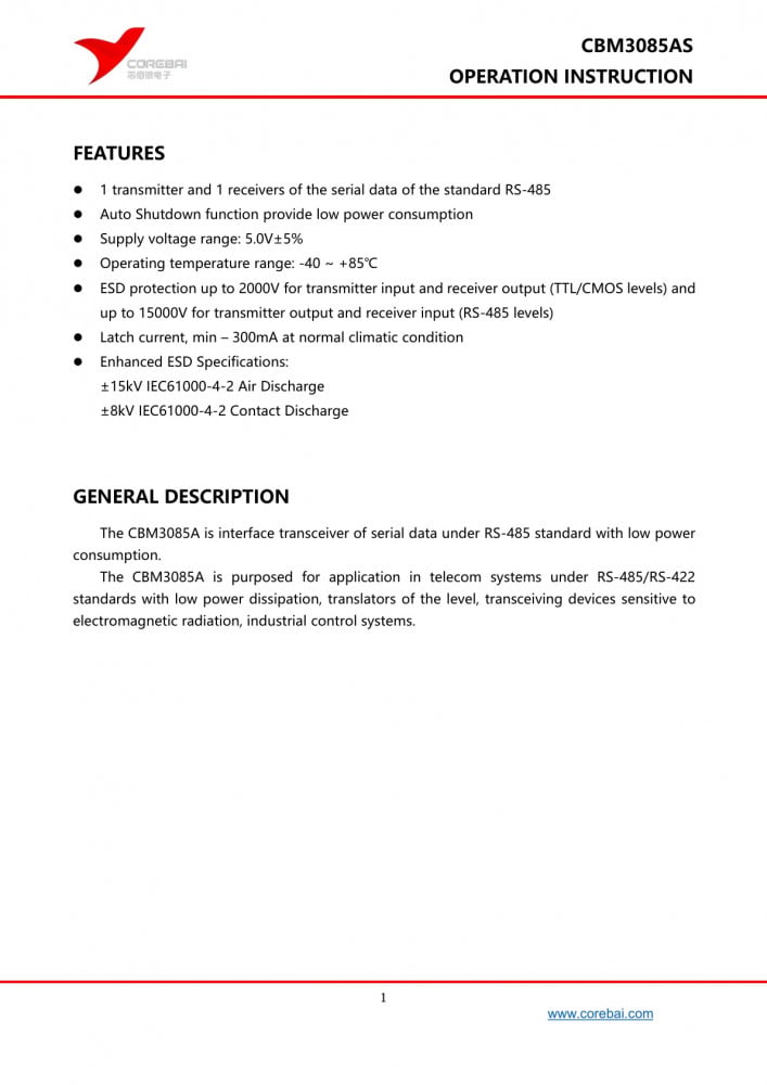 CBM3085AS8 datasheet page 1