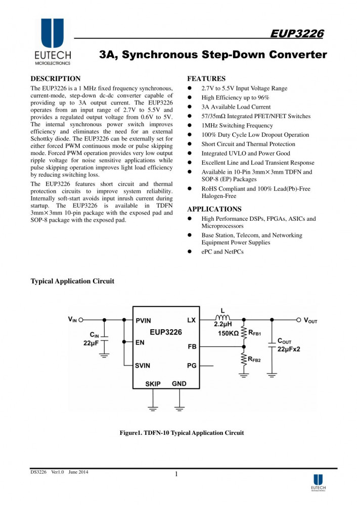 EUP3226JIR1 datasheet page 1