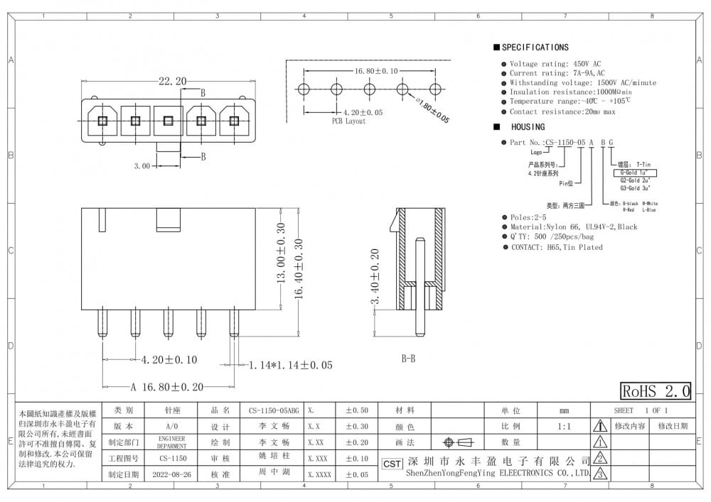 CS-1150-05ABG technical drawing page 1