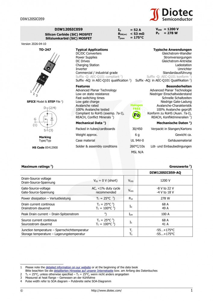 DIW120SIC059-AQ datasheet page 1