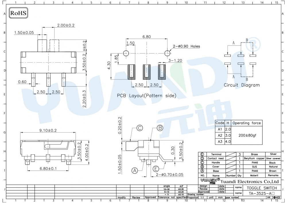 Yuandi TA-3525-A3 technical document image