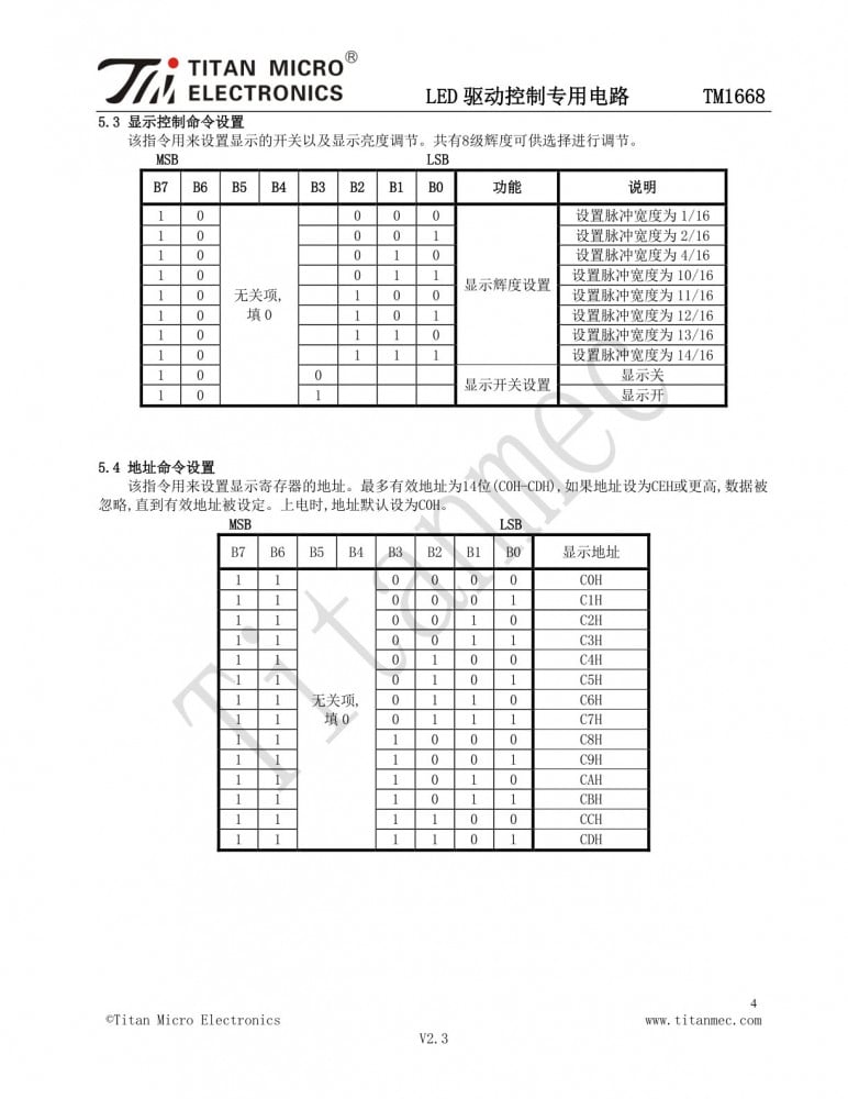 TM1668 datasheet page 4