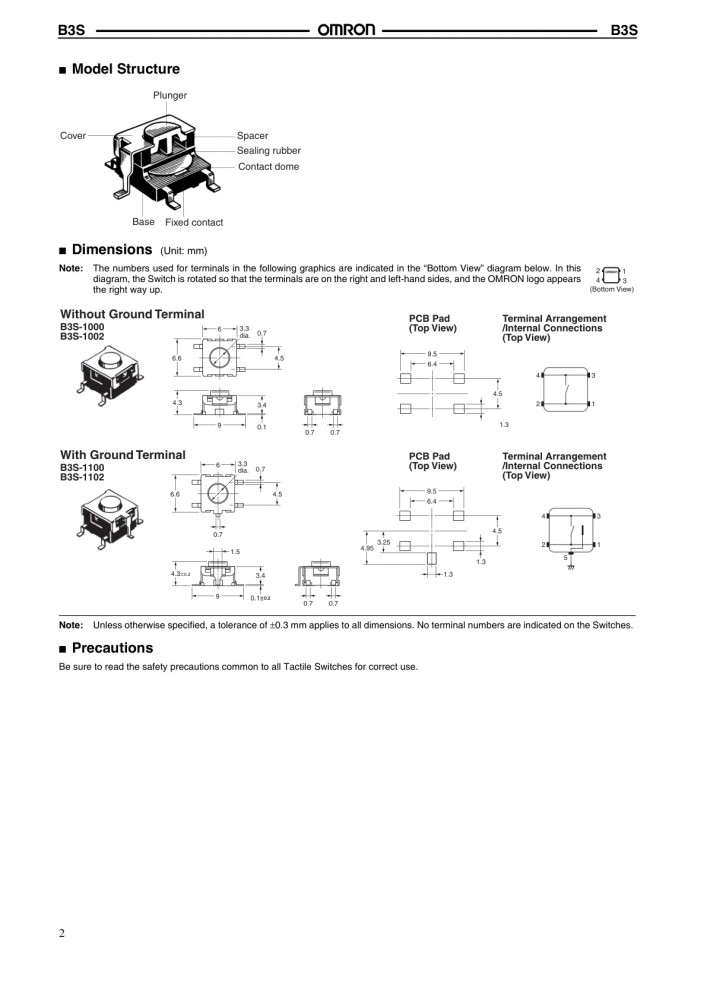 OMRON B3S series datasheet page 2