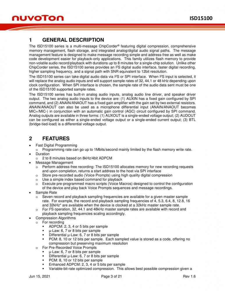 ISD15100 datasheet page 3