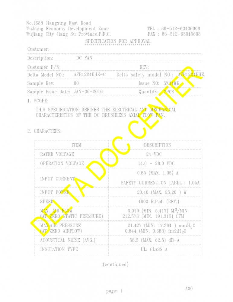 AFB1224EHE-C specification page 3