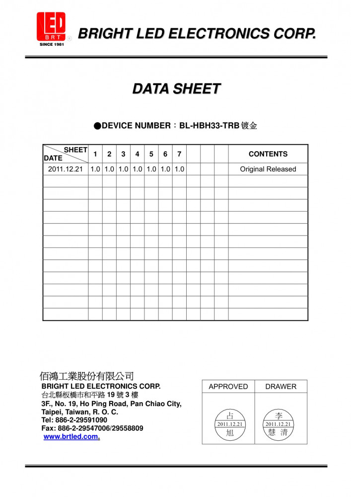 BL-HBH33-TRB datasheet page 1