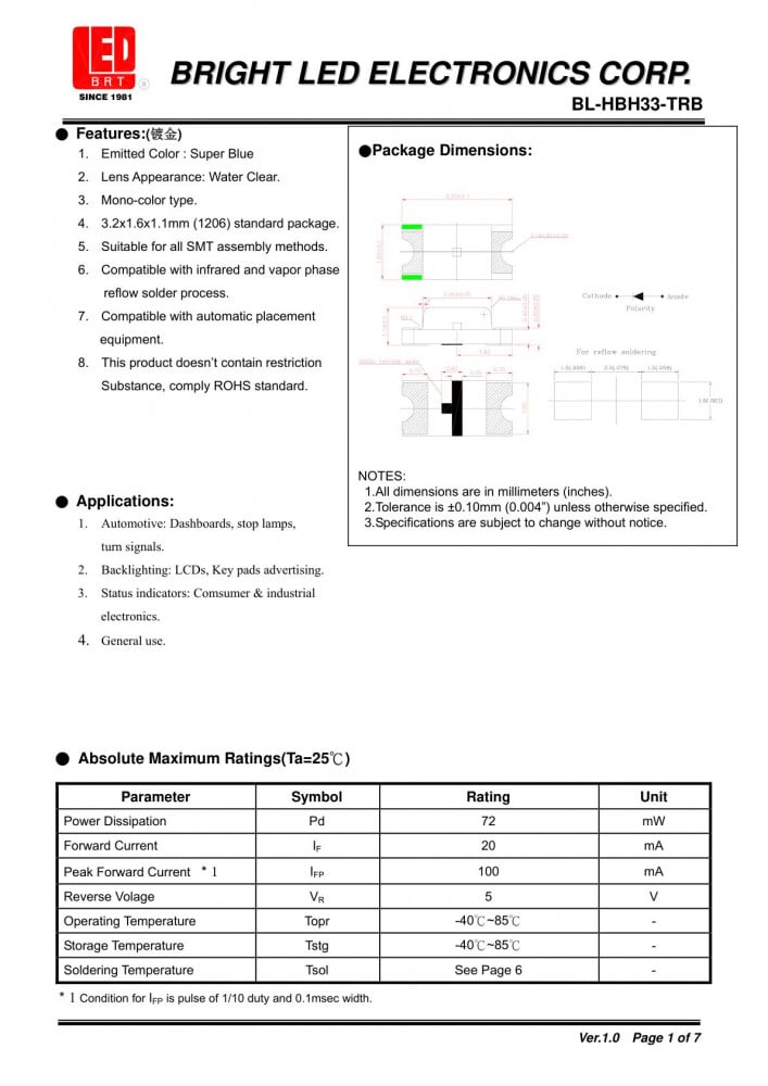 BL-HBH33-TRB datasheet page 2