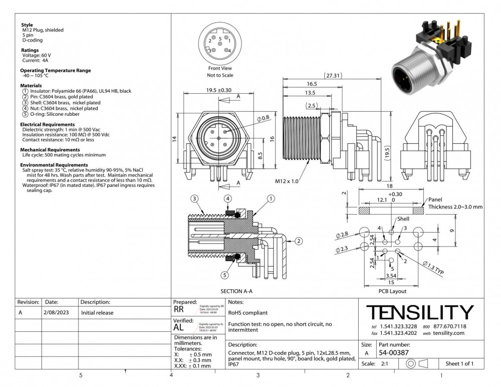Tensility 54-00387 technical drawing preview