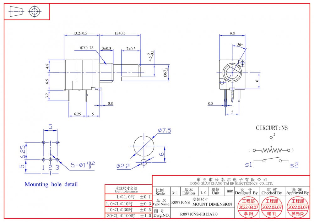 CTR R09710NS mounting dimension